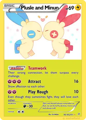 Plusle and Minun - Nightwingwing | PokeCardMaker.net