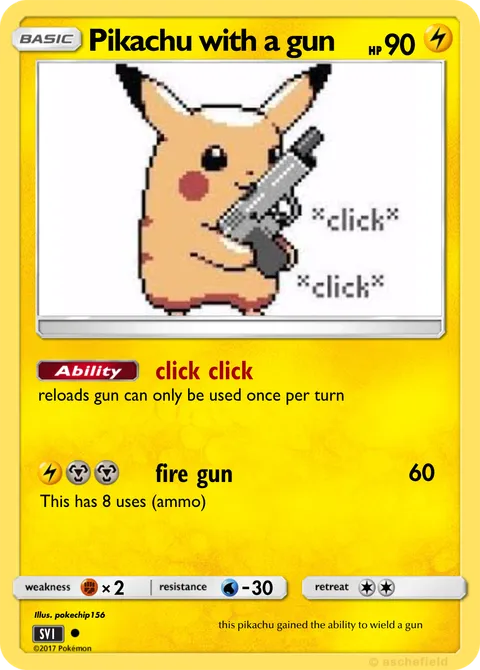 Pikachu with a gun - pokechip156 | PokeCardMaker.net
